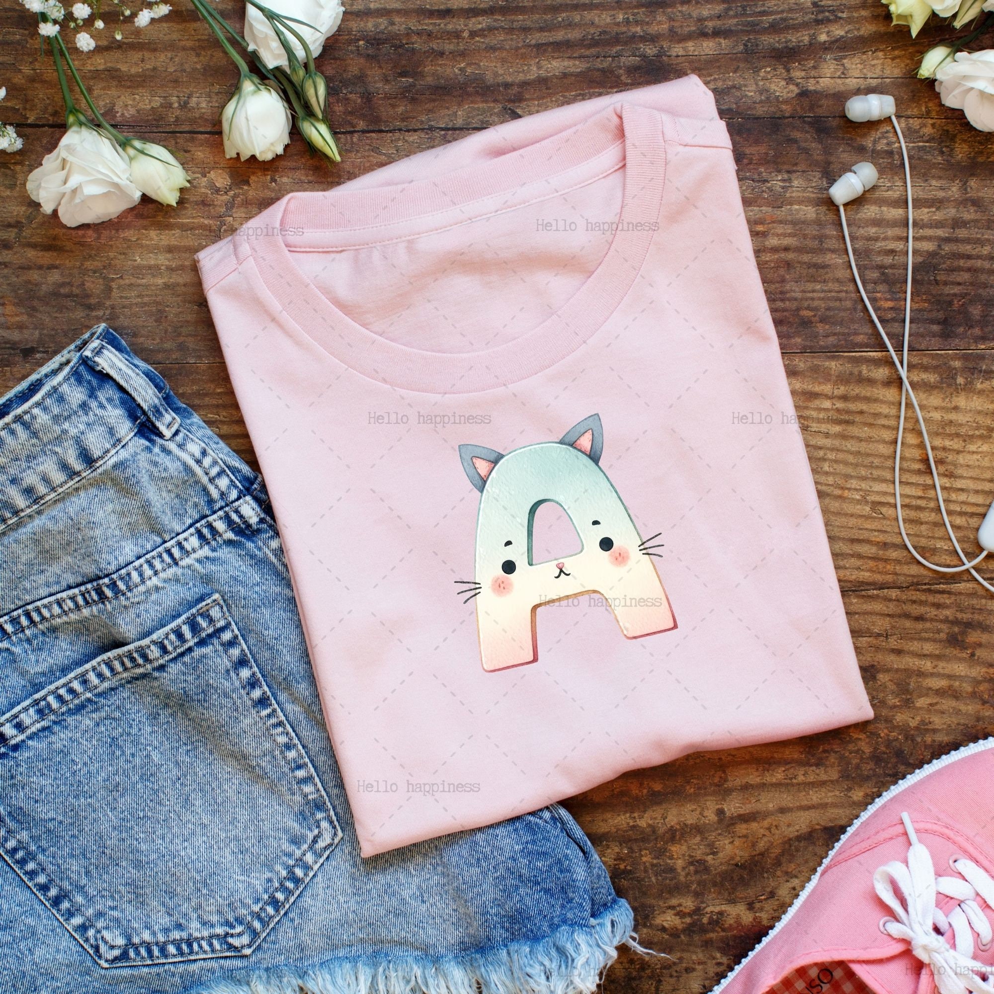 Alphabet Cat Face Clipart, Cute Cat Letter ,watercolor Alphabet, Number ...