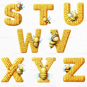 Bee Alphabet,cute Bee Png, Letter Knitting Pattern,bee Clipart, Bee Png ...