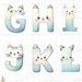 Alphabet Cat Face Clipart, Cute Cat Letter ,watercolor Alphabet, Number ...