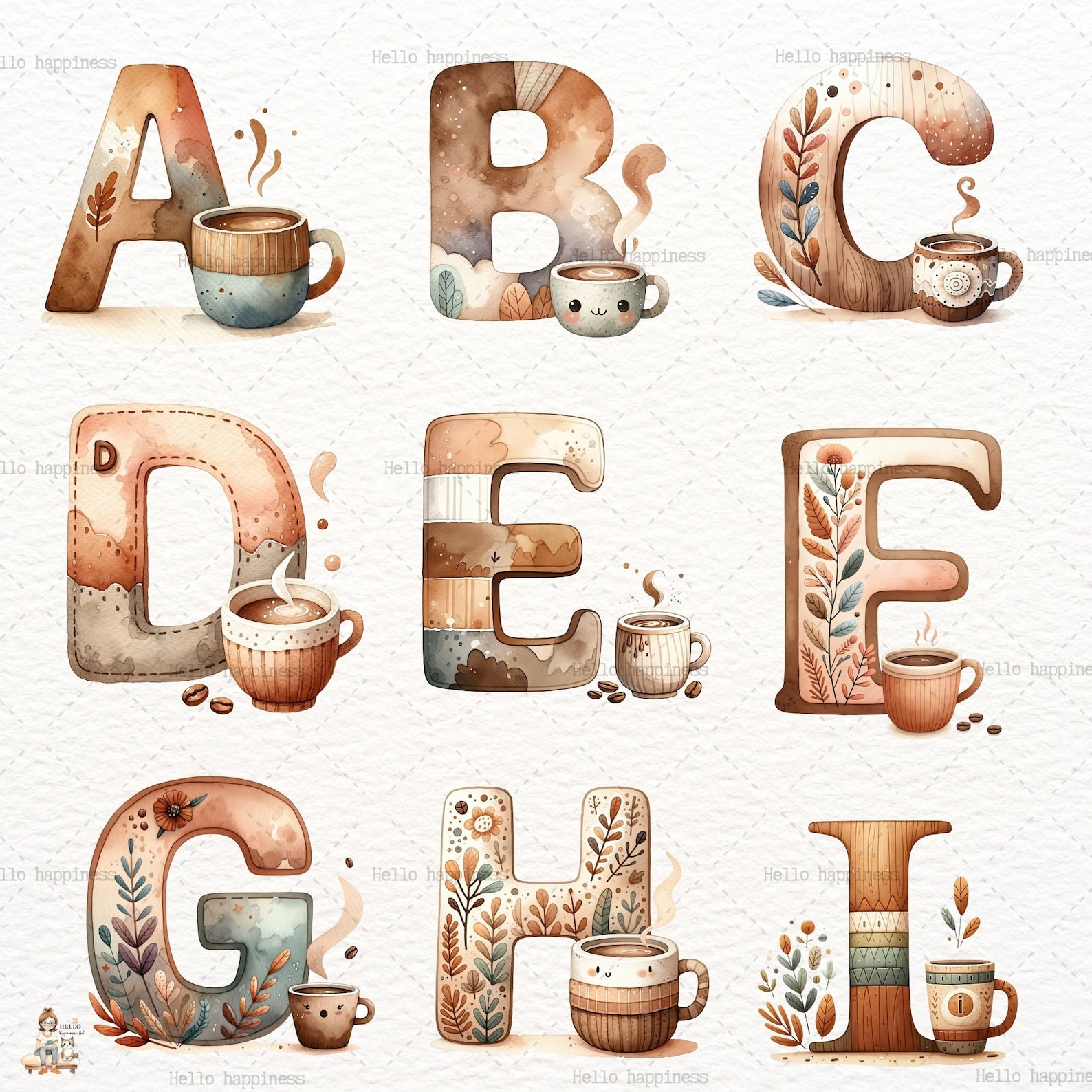 Coffee Alphabet Clipart, Coffee Letter,png, Coffee Mug, Alphabet ...