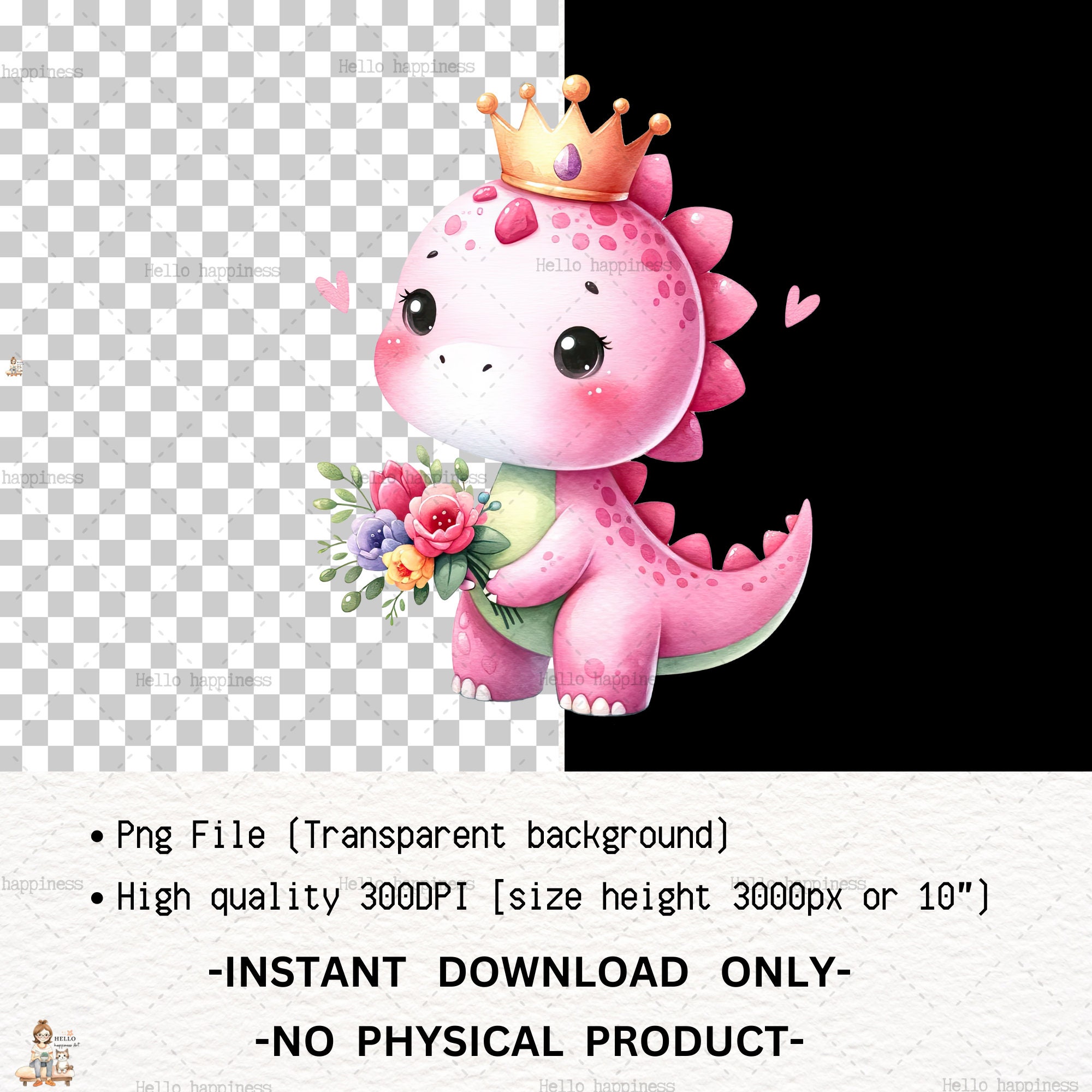 Watercolor Dinosaur Clipart, Cute Baby Dragon Valentine Clipart, Dragon ...