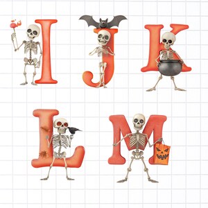 Skeleton Alphabet Letter PNG, Number Clipart, Funny Ghost, Halloween ...