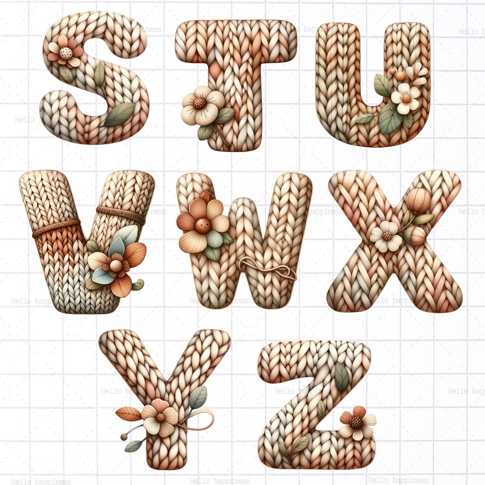 Alphabet Knitting Clipart, Letter Knitting Pattern, Bear Knitting ...