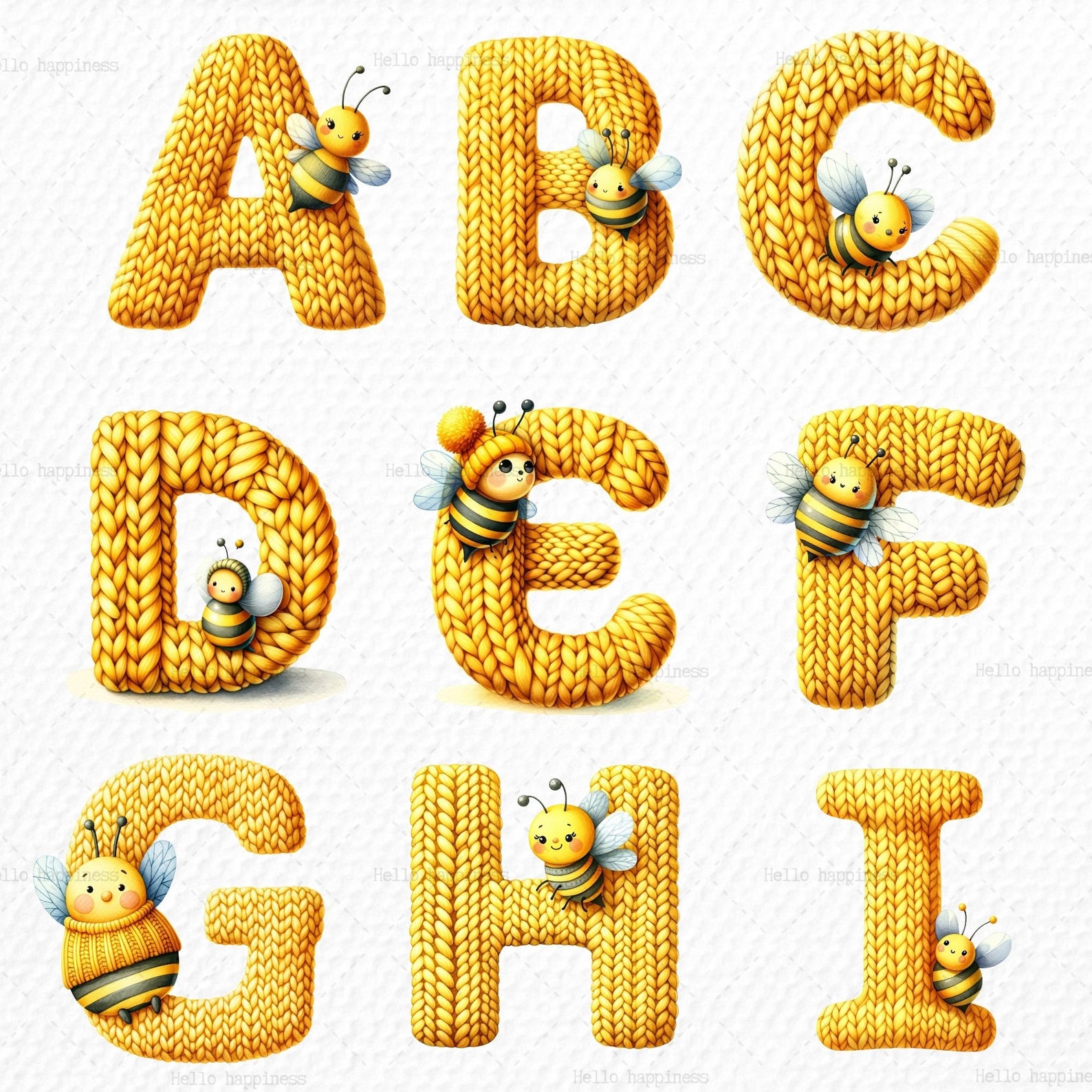 Bee Alphabet,cute Bee Png, Letter Knitting Pattern,bee Clipart, Bee Png ...