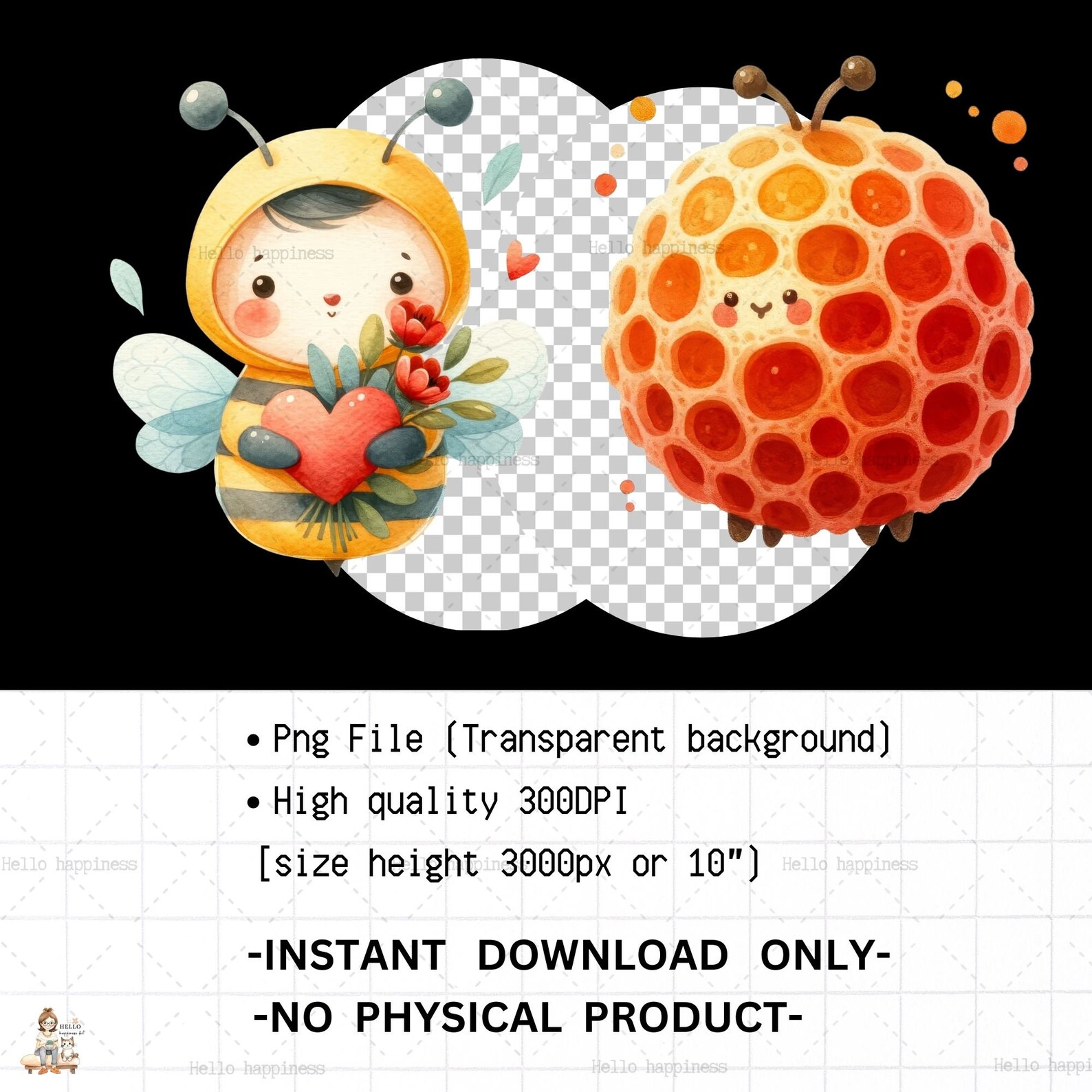 Cute Little Bee, Little Bee Clipart, Watercolor Animals Illustrations ...