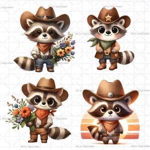 Raccoon Cowboy, Little Raccoon Clipart,watercolorraccoon Illustrations ...