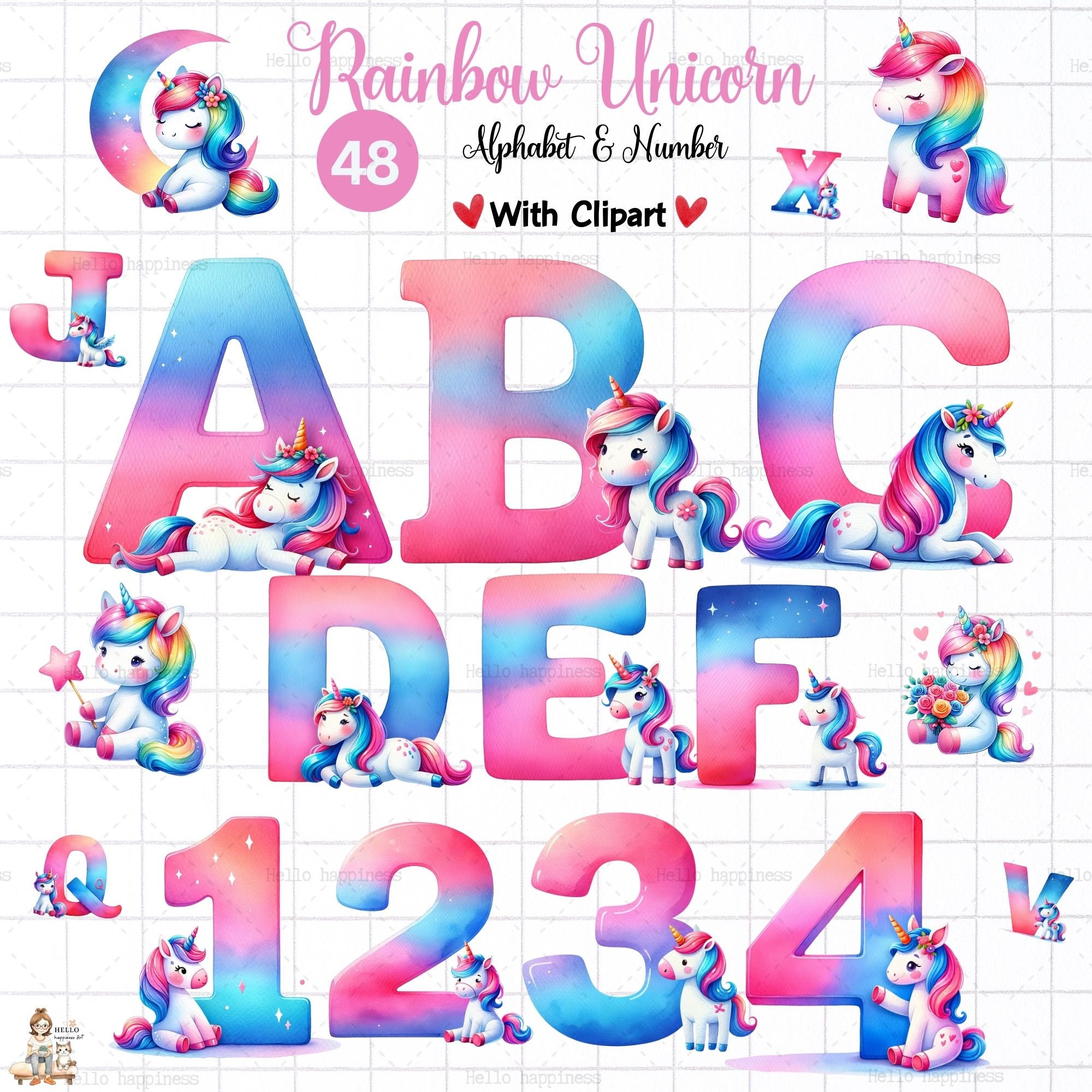 Unicorn Alphabet,unicorn Png, Letter Png, Letter Clipart, Alphabet Png ...