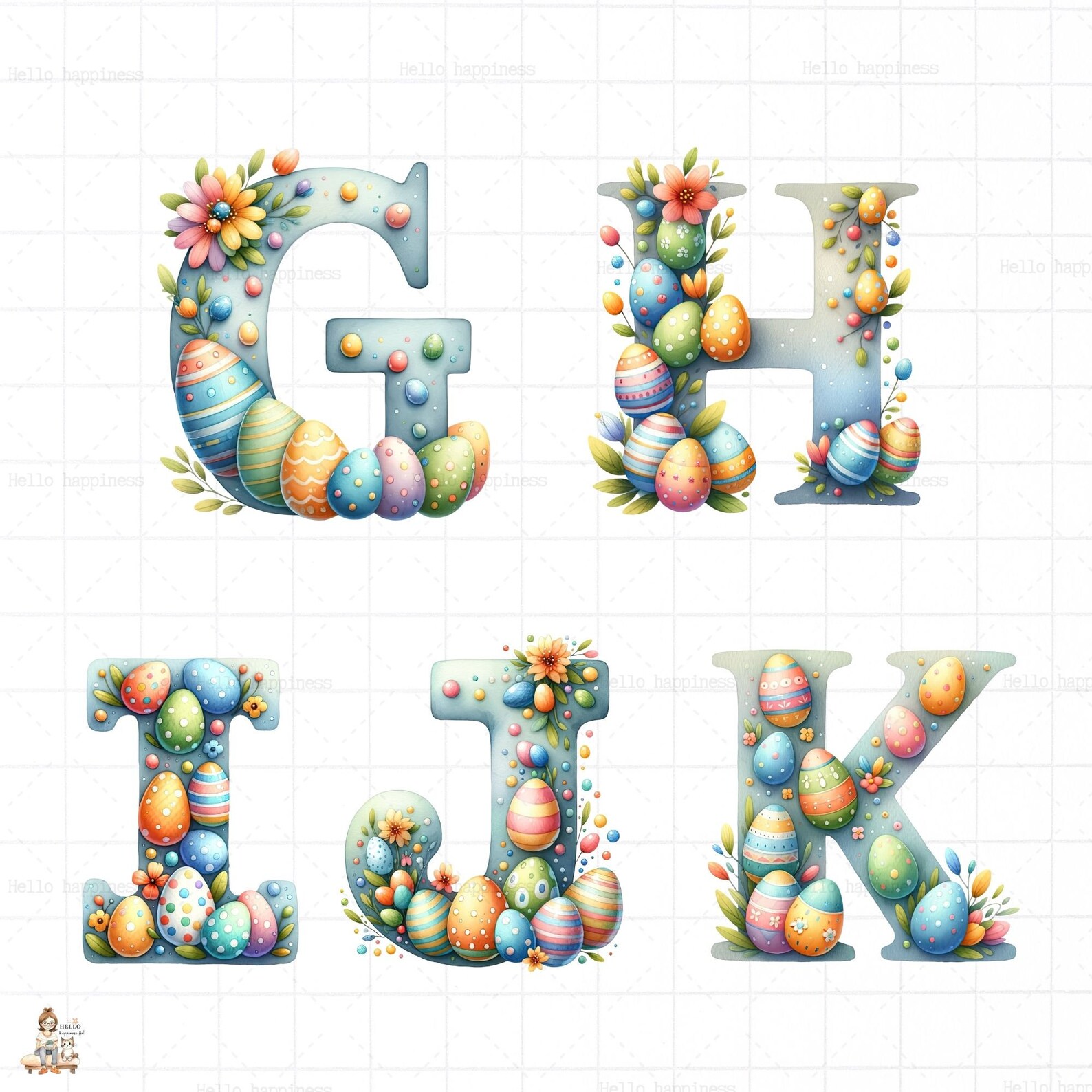 Alphabet Easter Egg Clipart, Spring Clipart, Easter Bunny, Easter Egg ...