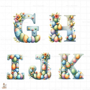 Alphabet Easter Egg Clipart, Spring Clipart, Easter Bunny, Easter Egg ...