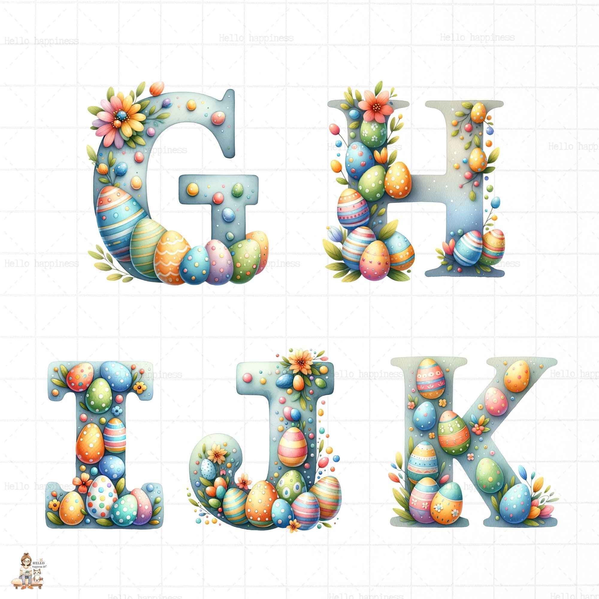 Alphabet Easter Egg Clipart, Spring Clipart, Easter Bunny, Easter Egg ...