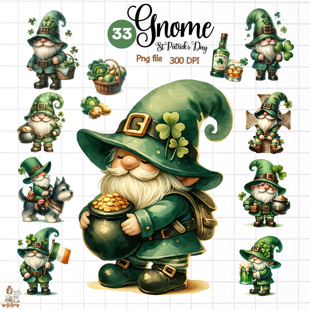 Watercolor St.patricks Gnome Clipart,gnome Png,irish Themed Png,lucky ...