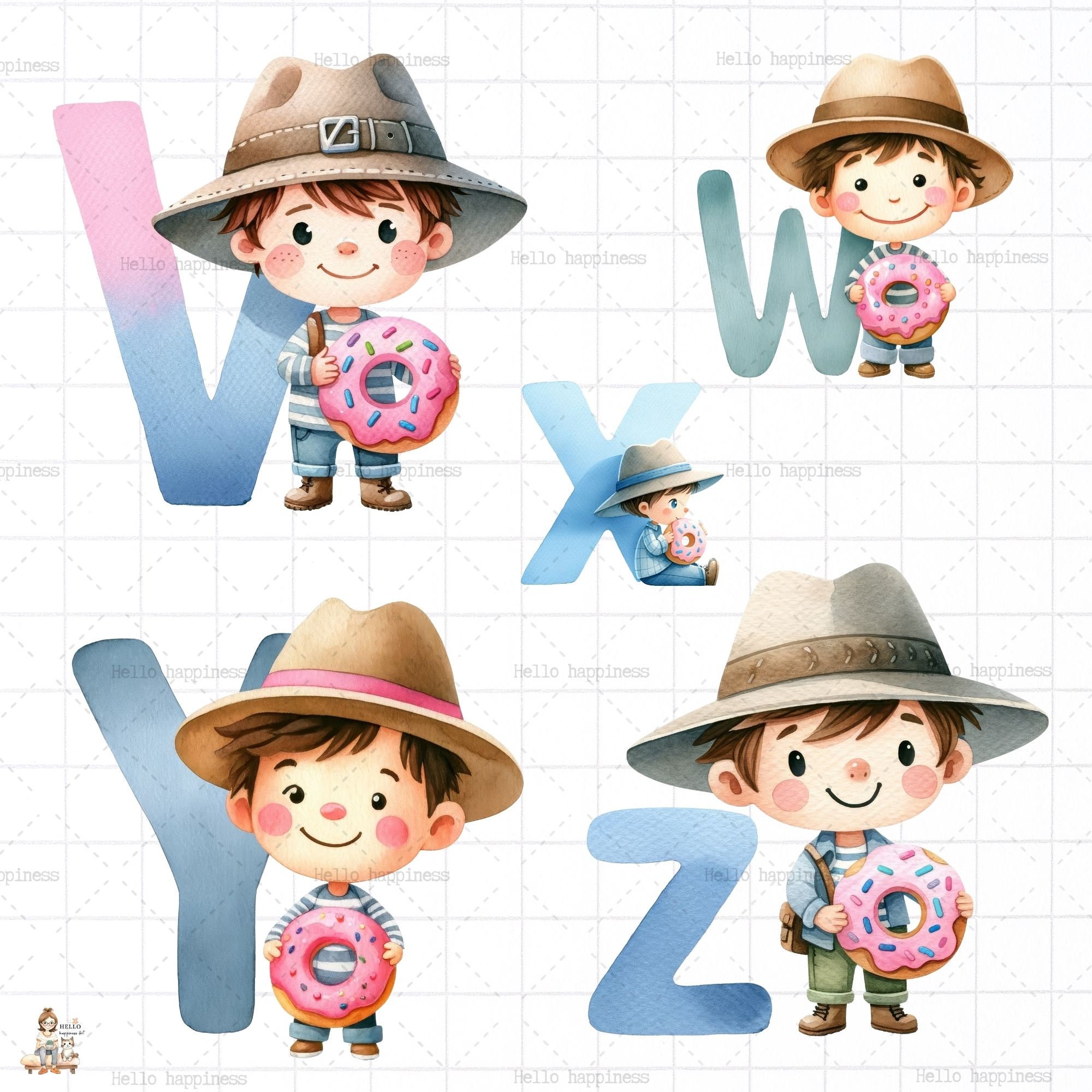 Alphabet a Boy With Donut, Alpha Donut and Boy Png, Letter Png, Letter ...