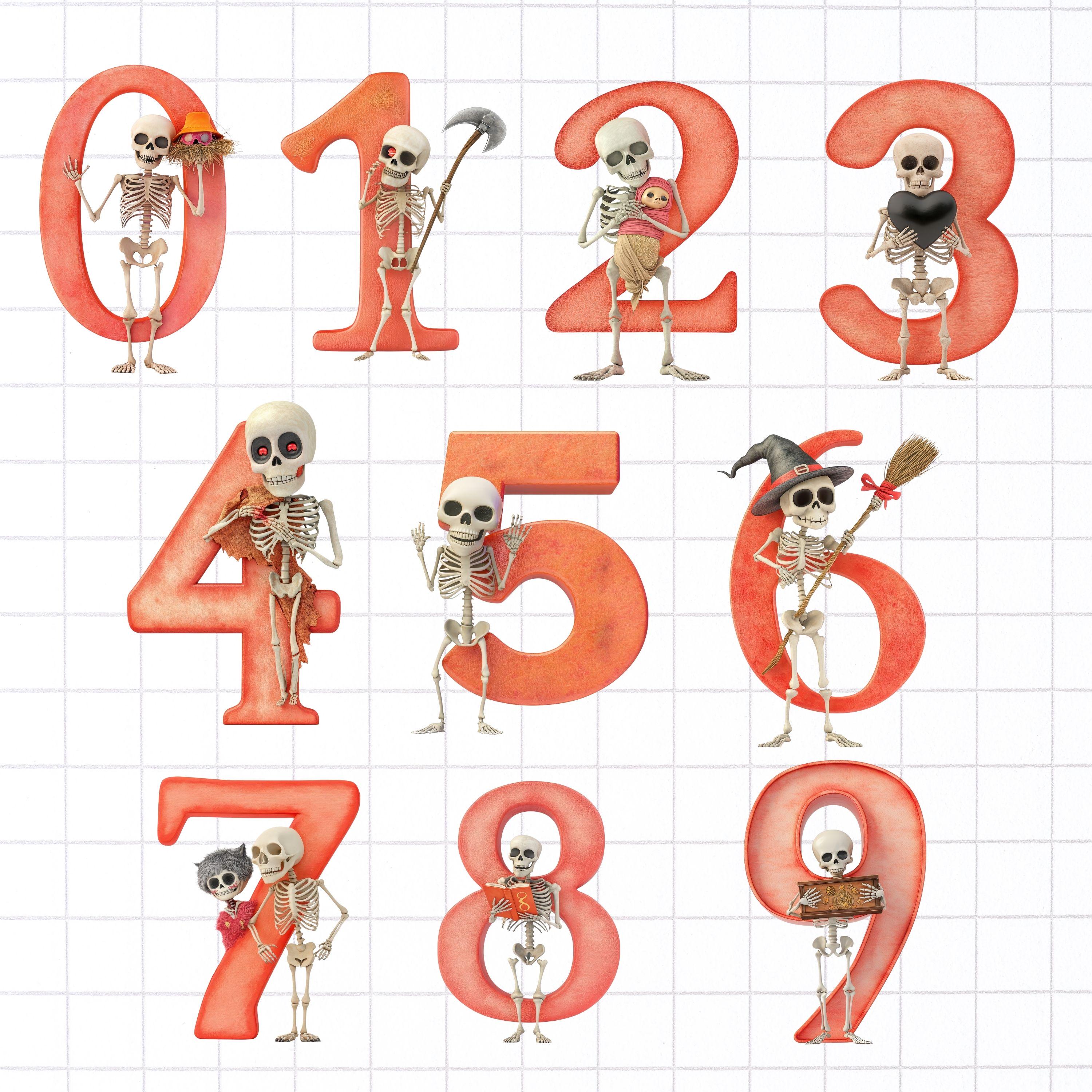 Skeleton Alphabet Letter PNG, Number Clipart, Funny Ghost, Halloween ...