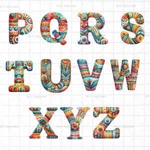 Boho Alphabet, Boho Letters , Boho Clipart, Boho Alphabet Clipart ...