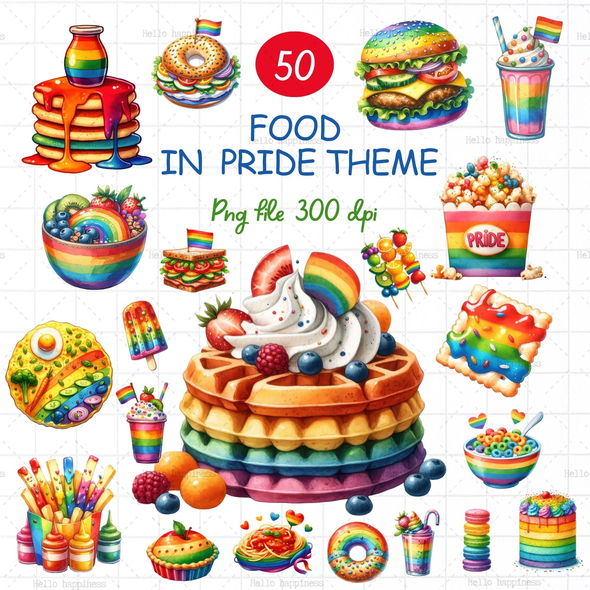Food in a Pride Clipart, LGBT Food Theme, Colorful Pride Theme Food for ...