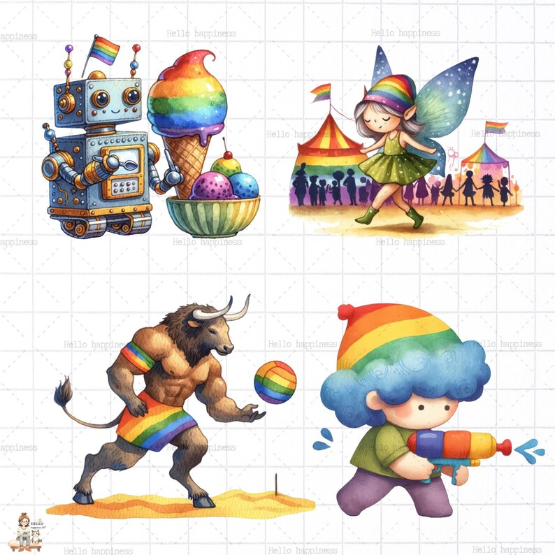 LGBT Cartoon Fantasy , Cute Cartoon Watercolor, Whimsical Fantasy Art ...