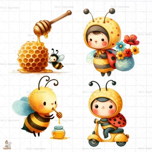 Cute Little Bee, Little Bee Clipart, Watercolor Animals Illustrations ...