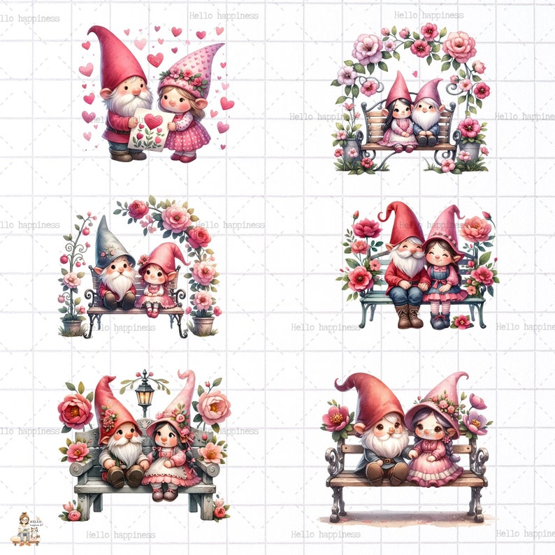 Valentines Gnome Clipart Bundle, Valentines Clipart, Valentines Png ...