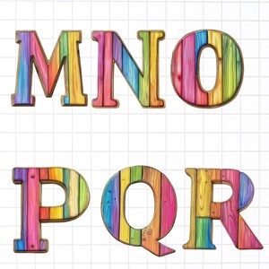 Colorful Wooden Alphabet Letters and Numbers Pastel Colors Clipart ...