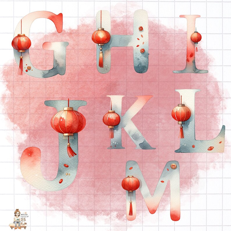 Chinese New Year, Red Lanterns, Watercolor Alphabet, Chinese New Year ...