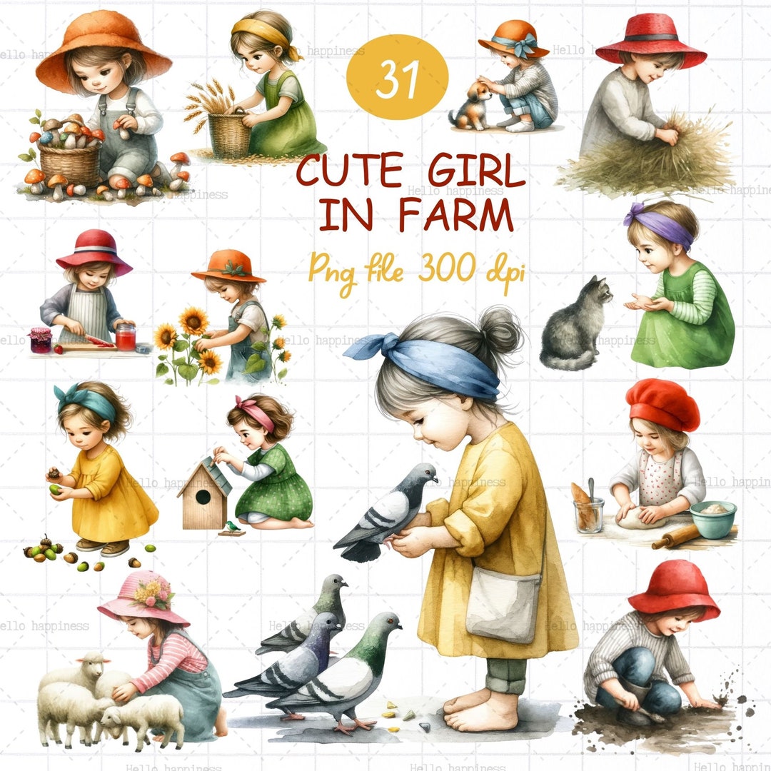 Cute Girl in Farm, Little Gilr Gardener, Farm Activitieskid, Kid on ...