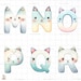 Alphabet Cat Face Clipart, Cute Cat Letter ,watercolor Alphabet, Number ...