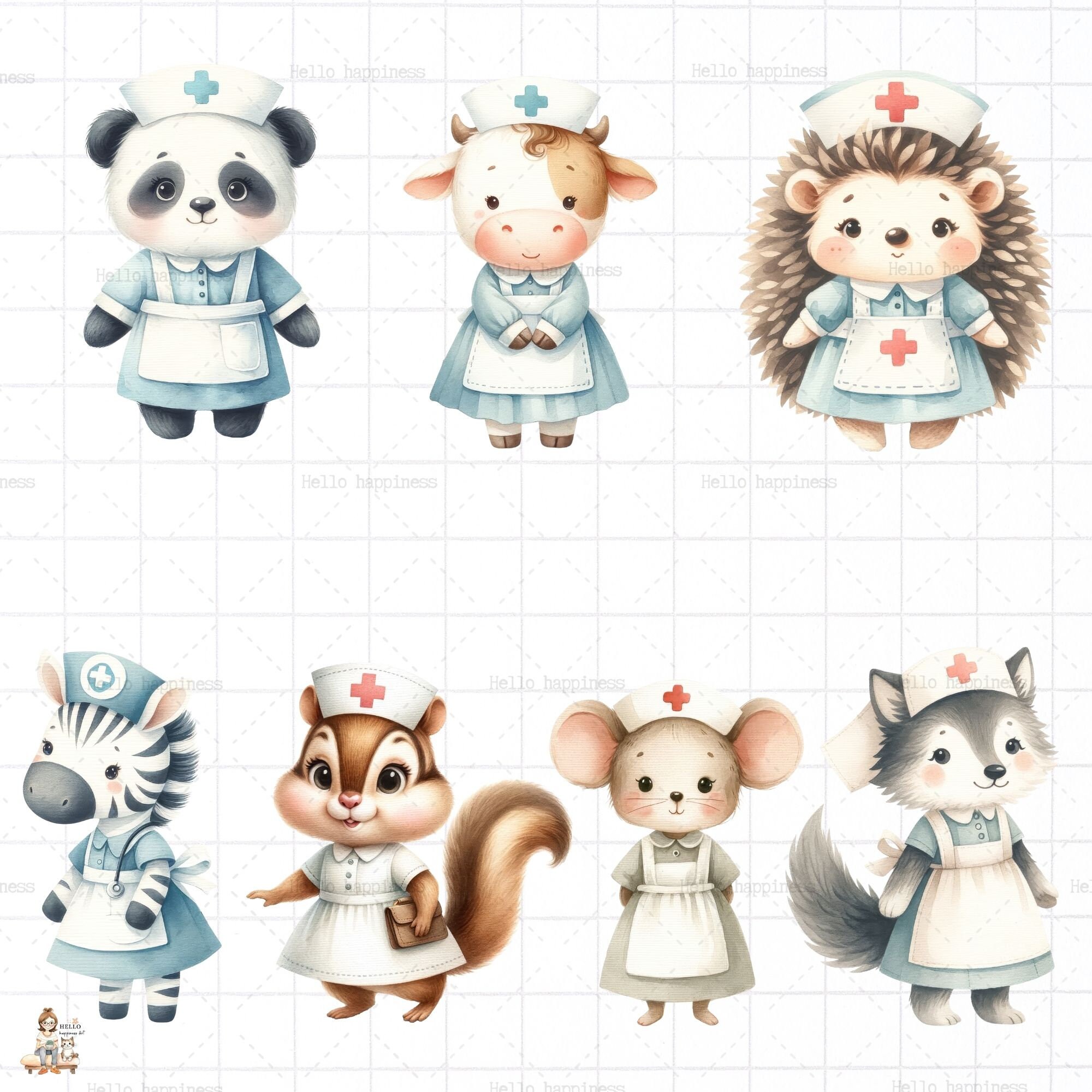 Nurse Animals,doctor Clipart,little Dog,animals Png,watercolor ...