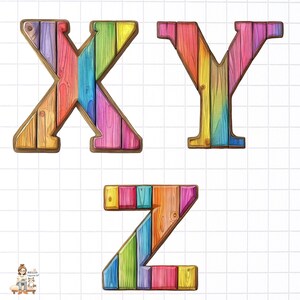 Colorful Wooden Alphabet Letters and Numbers Pastel Colors Clipart ...