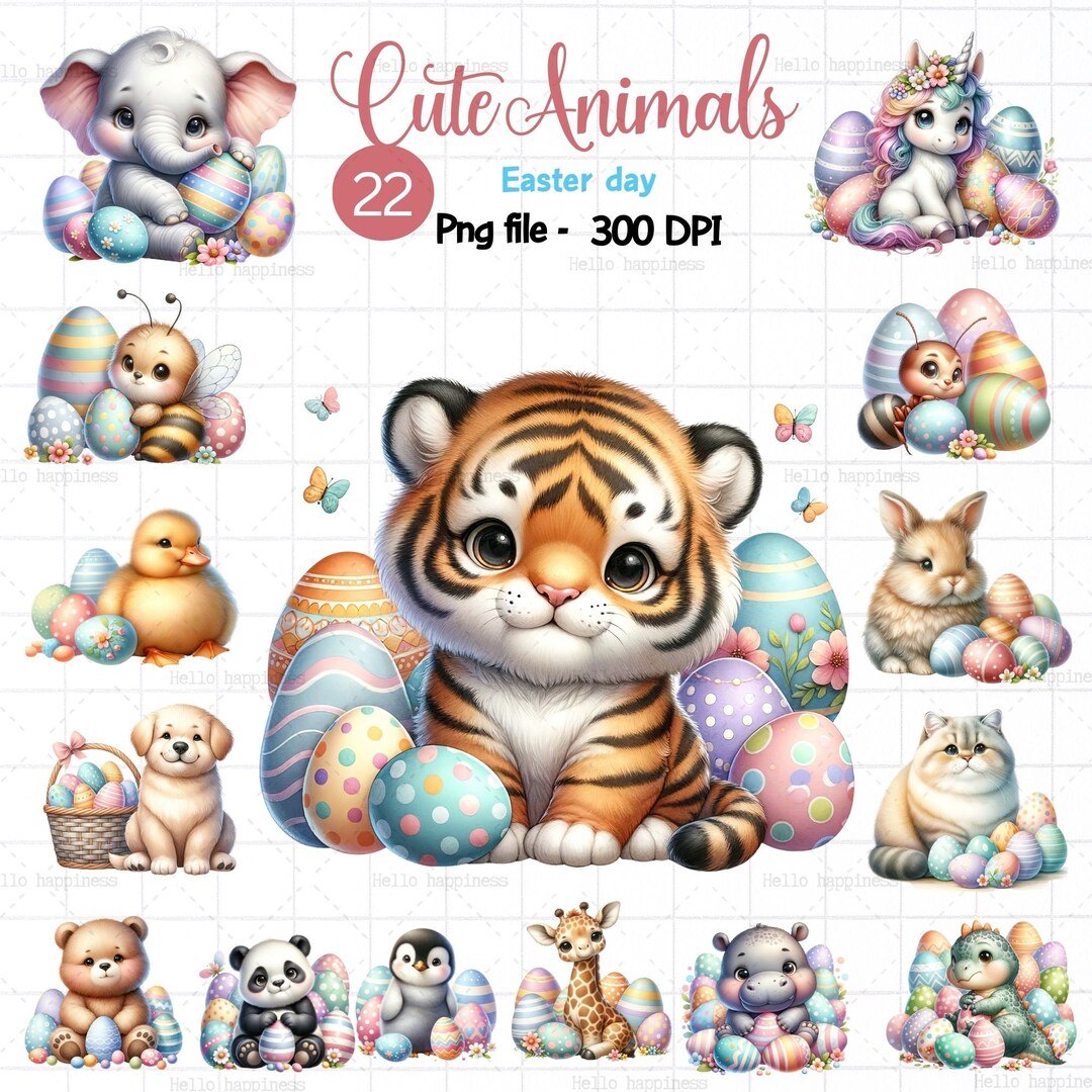 Cute Animals Clipart , Little Rabbit , Printable Watercolor Clipart ...