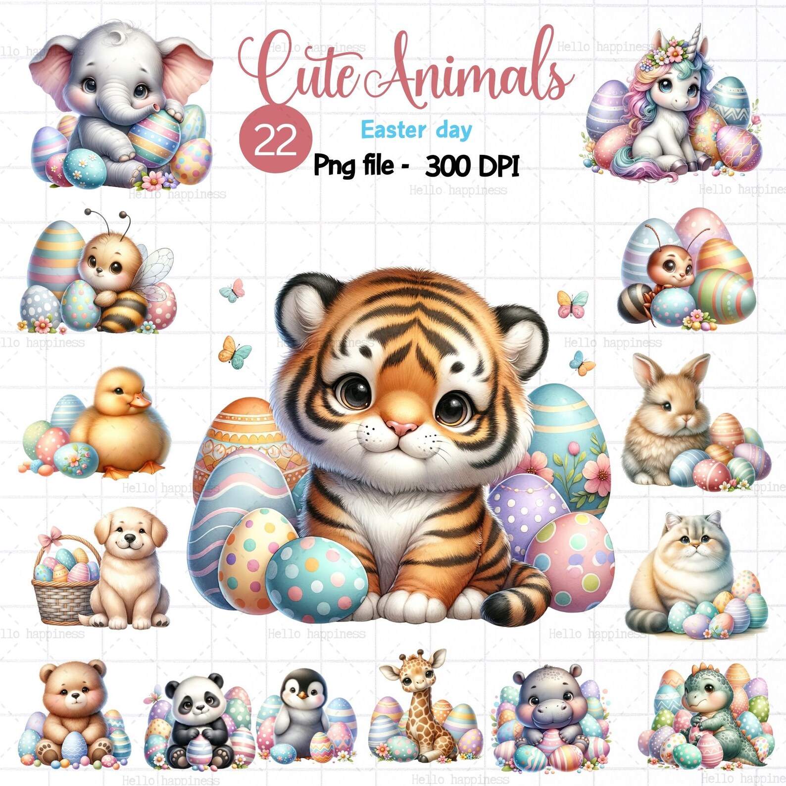Cute Animals Clipart , Little Rabbit , Printable Watercolor Clipart ...
