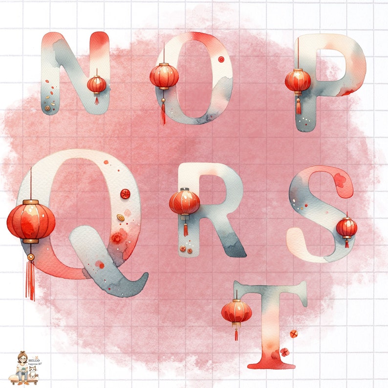 Chinese New Year, Red Lanterns, Watercolor Alphabet, Chinese New Year ...