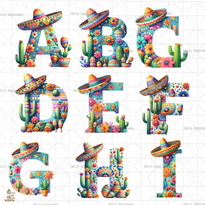 Cinco De Mayo Alphabet Number,watercolor Alphabet, Number PNG, Pastel ...