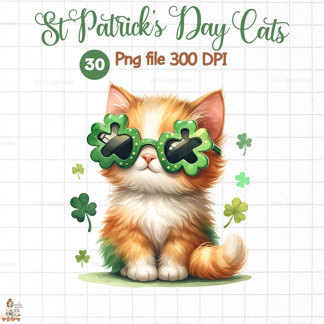 Cat St. Patrick's Day PNG Clipart, St. Patrick's Day PNG, Cute Cat PNG ...