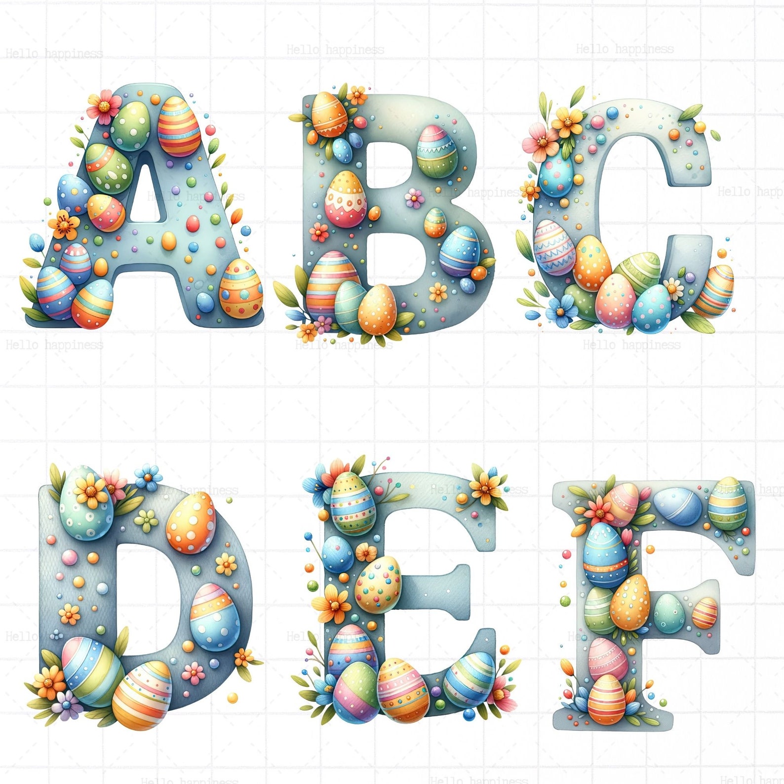 Alphabet Easter Egg Clipart, Spring Clipart, Easter Bunny, Easter Egg ...