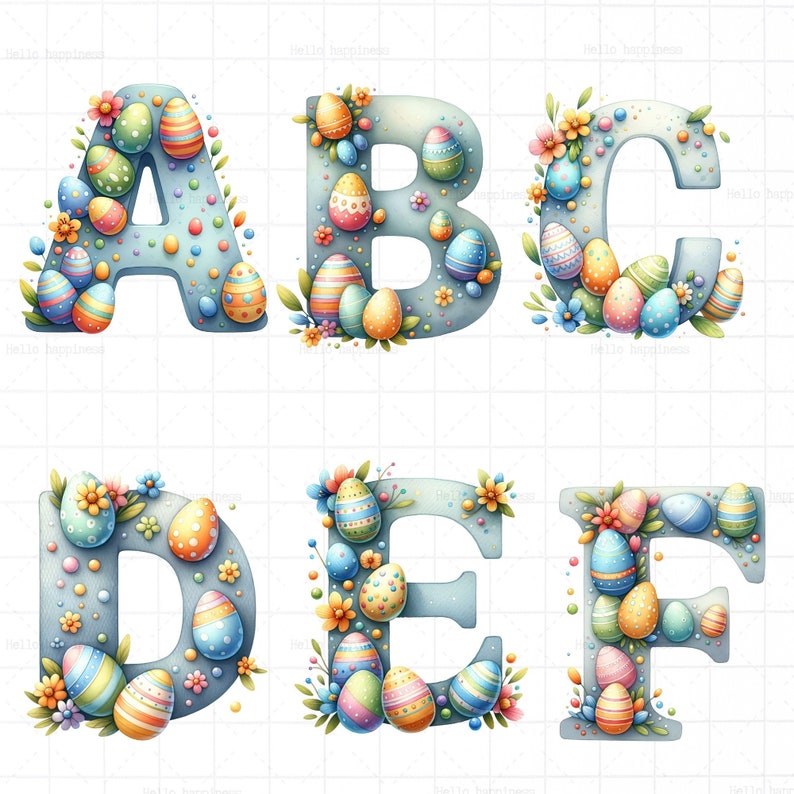 Alphabet Easter Egg Clipart, Spring Clipart, Easter Bunny, Easter Egg ...
