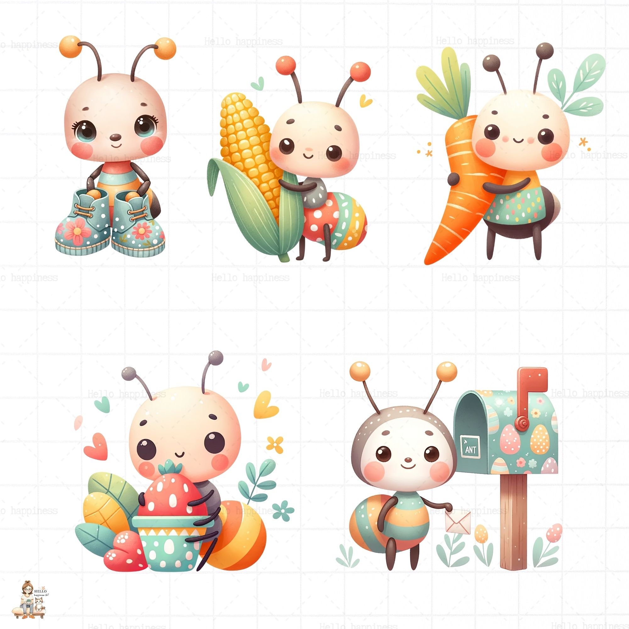 Cute Ant Clipart , Little Ant , Printable Watercolor Clipart, Animals ...