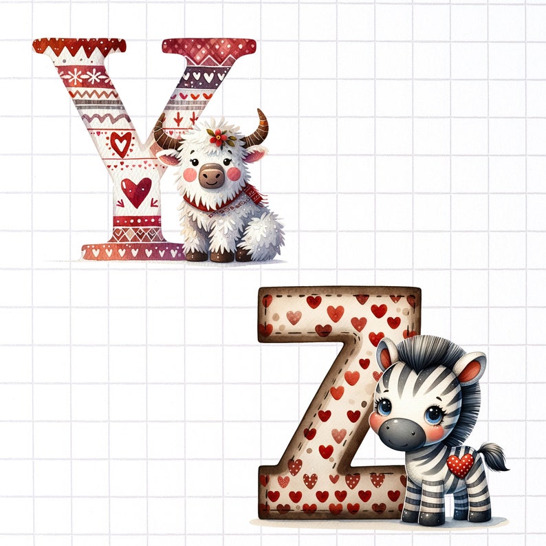 Cute Animals Watercolor Letters, Alphabet Clipart, Animals Alphabet ...