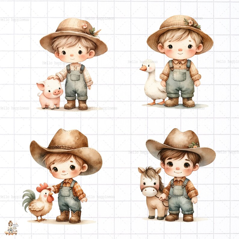 Cute Farm Animal,little Boy Gardener ,kid on Farm Png,gardener Themed ...