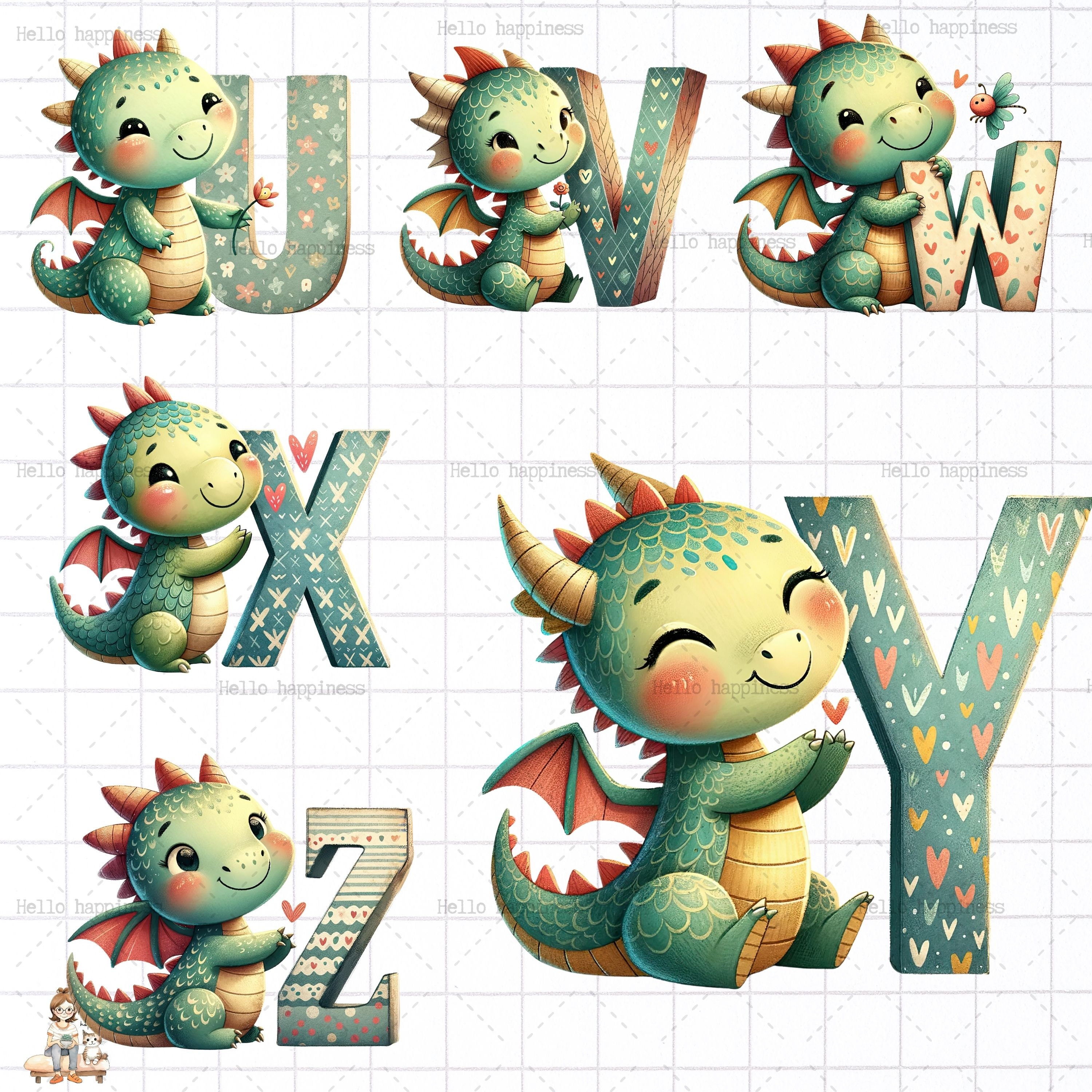 Cute Dragon Alphabet, Chinese New Year, Letter Dragon, Alphabet Dragon ...