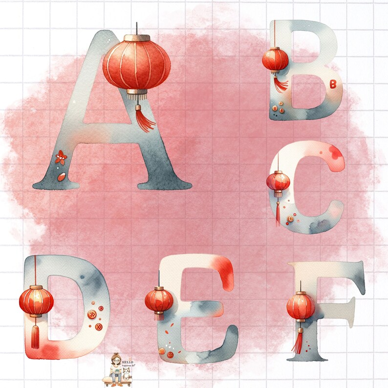 Chinese New Year, Red Lanterns, Watercolor Alphabet, Chinese New Year Celebration, Watercolor ...