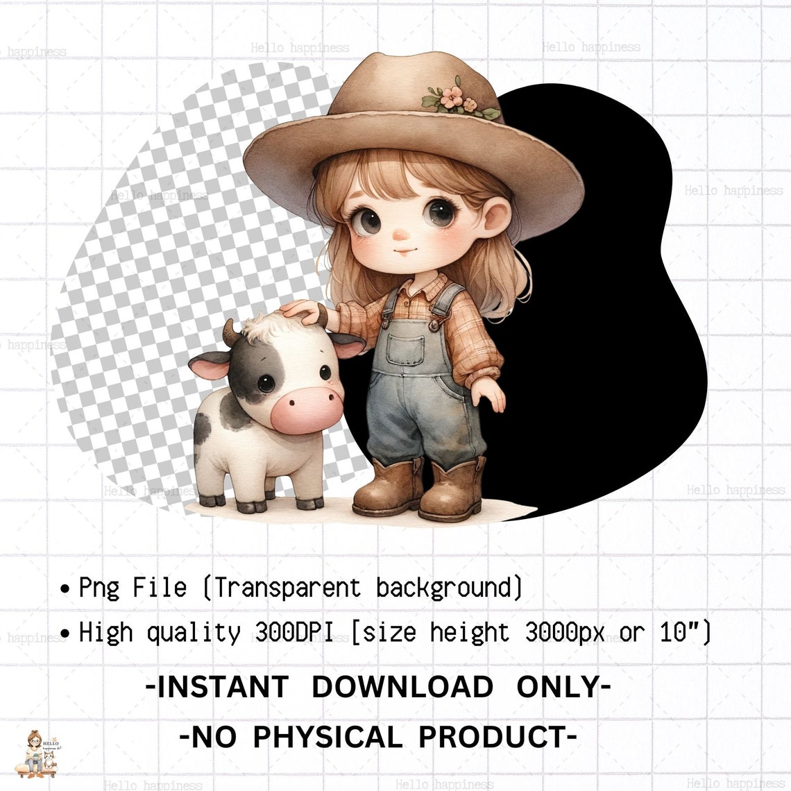Cute Farm Animal,little Girl Gardener ,kid on Farm Png,gardener Themed ...
