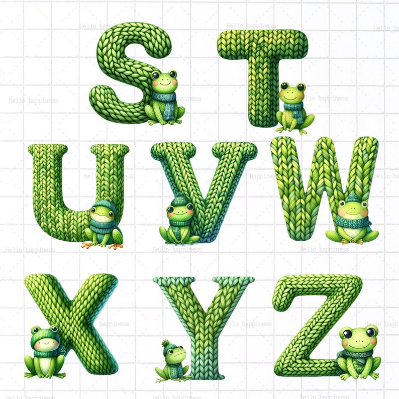 Frog Alphabet,cute Frog Png, Letter Knitting Pattern,frog Clipart, Frog ...