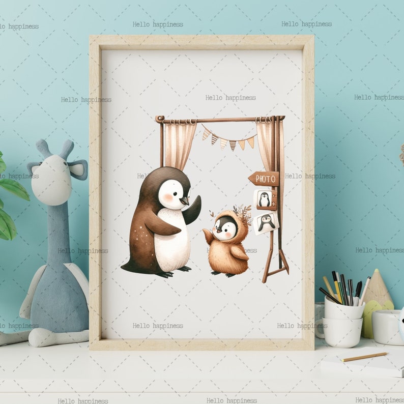 Mother and Baby Penguin, Little Penguin Clipart, Watercolor Penguin ...