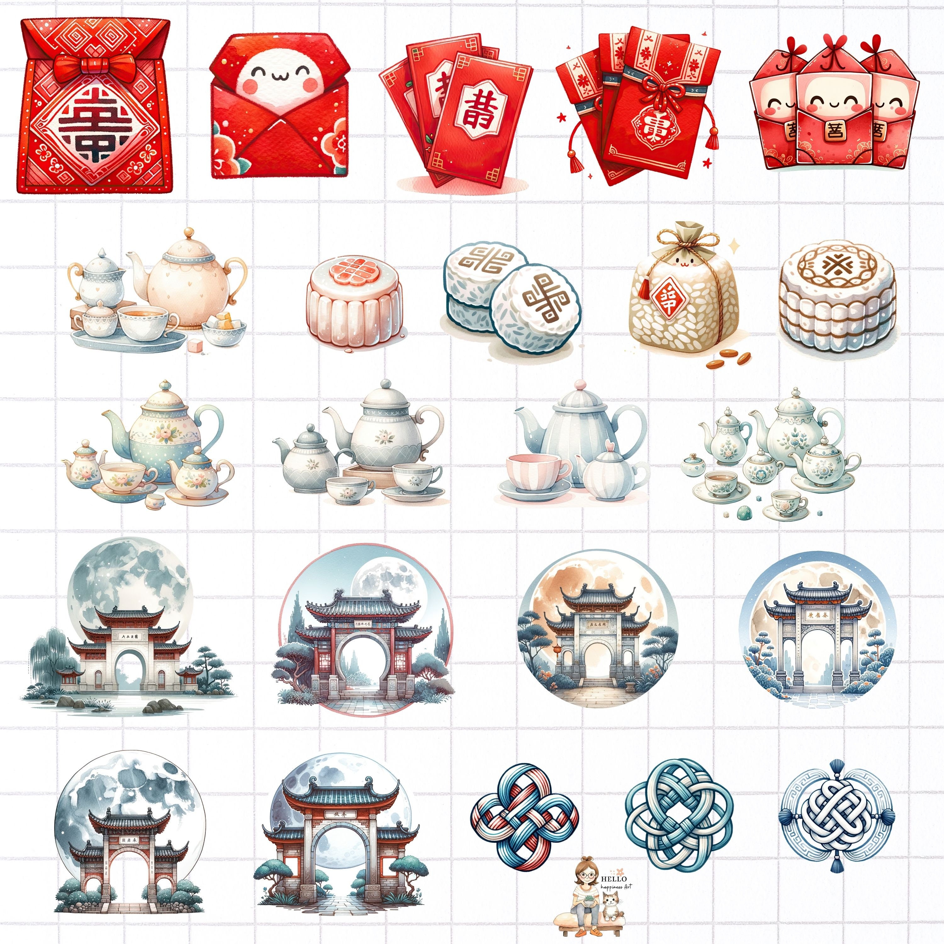 Chinese New Year, Red Lanterns, Watercolor Alphabet, Chinese New Year Celebration, Watercolor ...