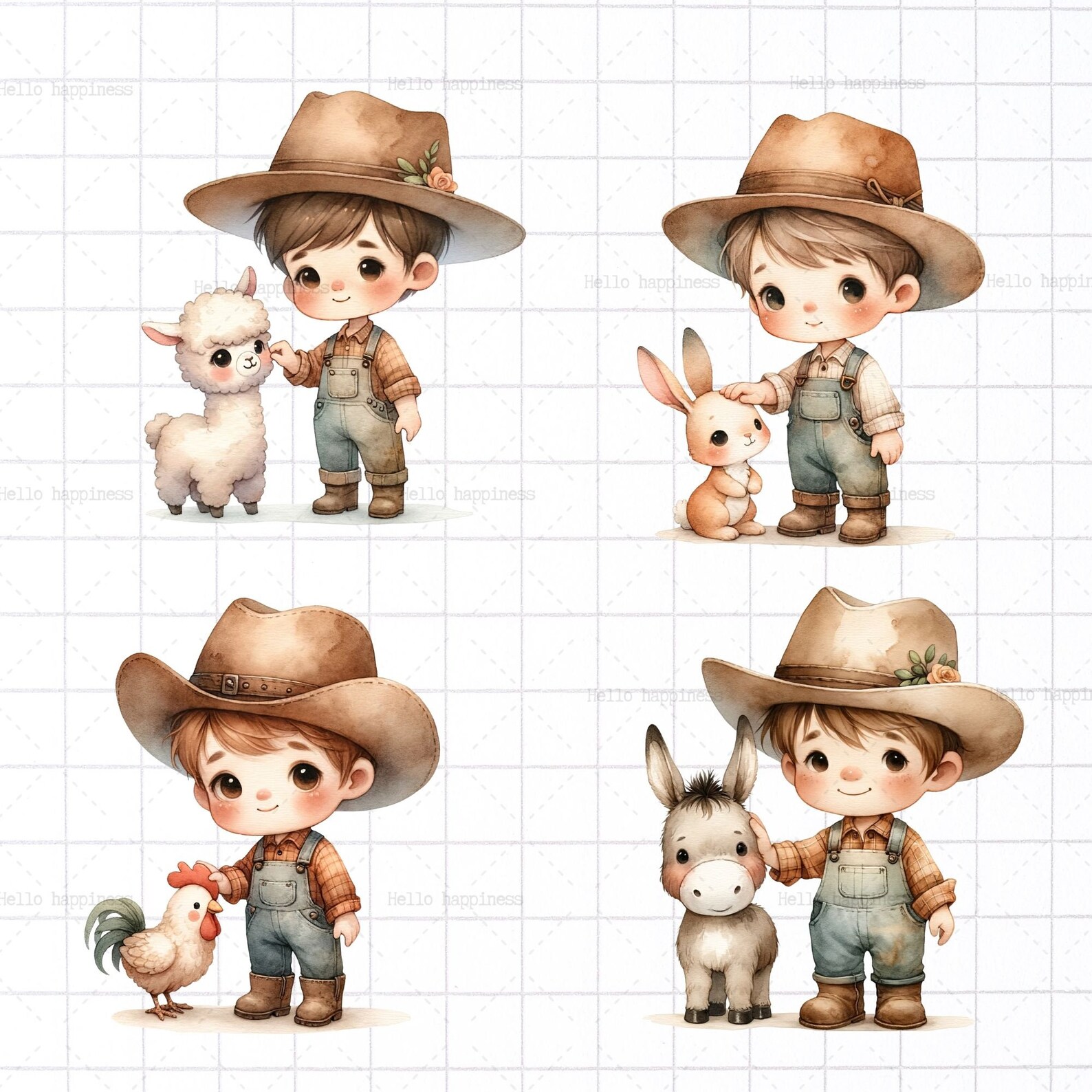 Cute Farm Animal,little Boy Gardener ,kid on Farm Png,gardener Themed ...