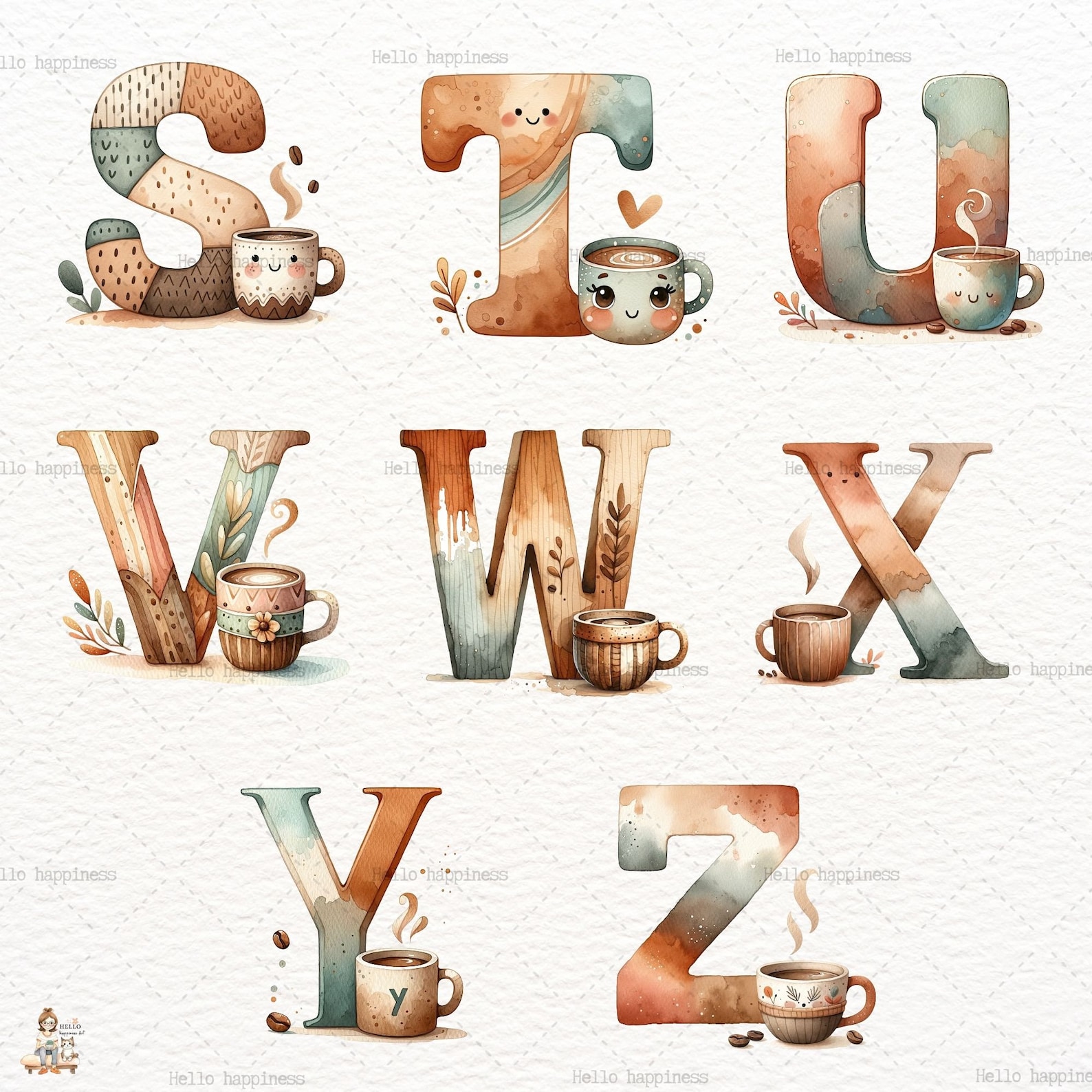 Coffee Alphabet Clipart, Coffee Letter,png, Coffee Mug, Alphabet ...