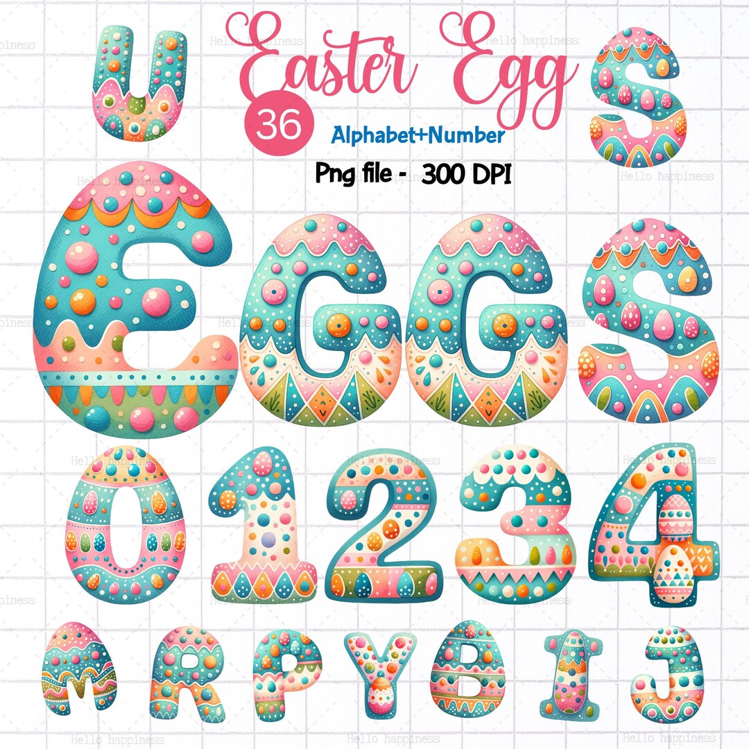Alphabet Easter Egg Clipart, Spring Clipart, Easter Bunny, Easter Egg ...