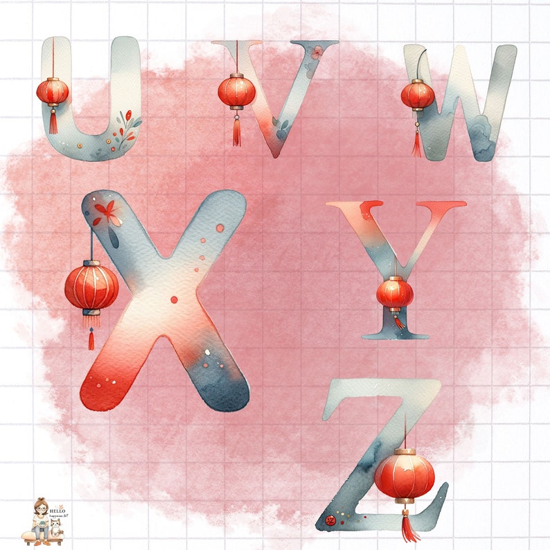 Chinese New Year, Red Lanterns, Watercolor Alphabet, Chinese New Year Celebration, Watercolor ...
