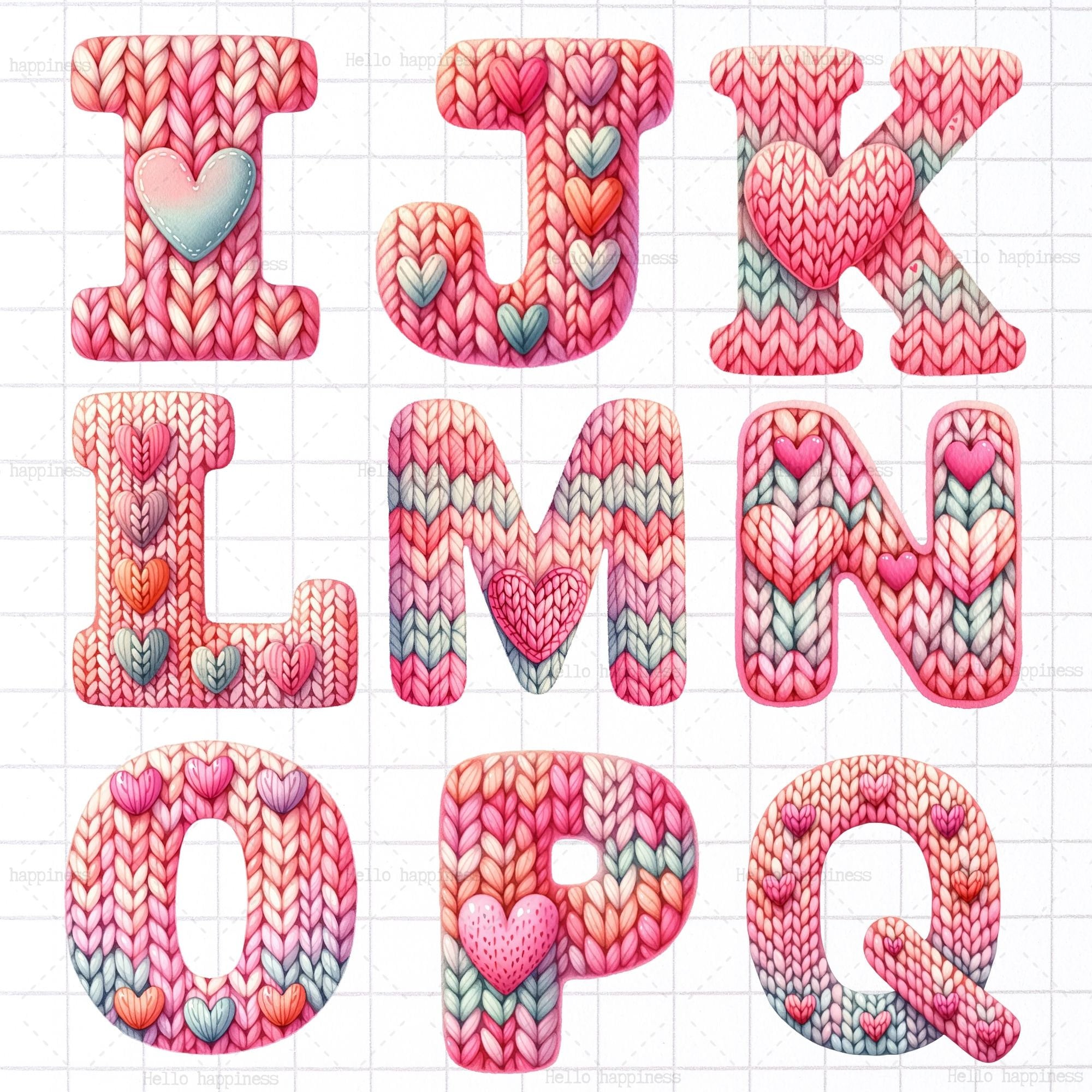 Alphabet Knitting Clipart, Alpha Knitting Pattern, Gnome Knitting ...