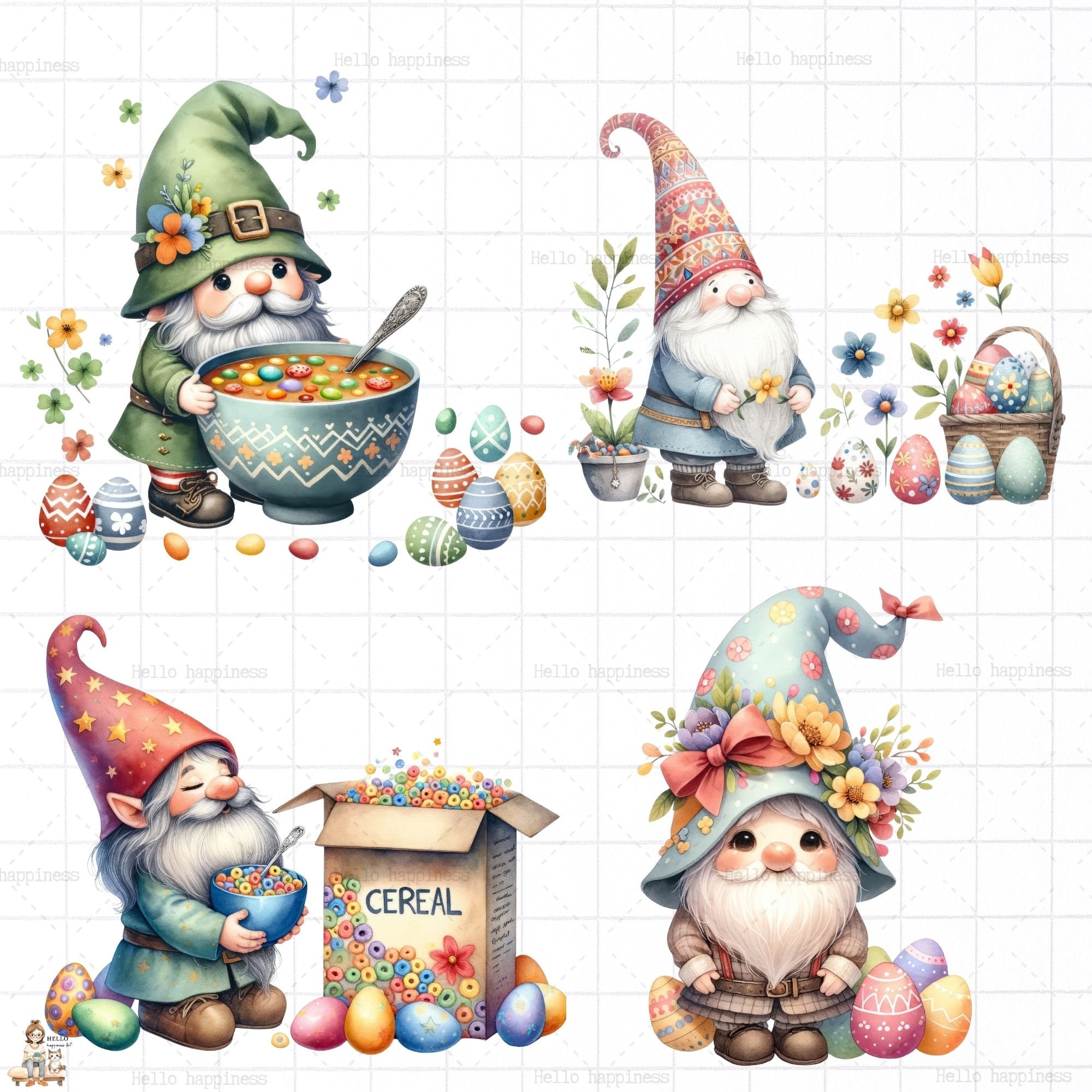 Gnome With Easter Eggs, Funny Gnome, Easter Day Clipart,cute Gnome ...